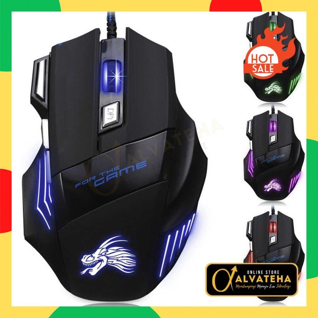 Jual Mouse Game 7 Keys LED Gaming Mouse 5500 DPI X1 Mouse RGB | Shopee ...