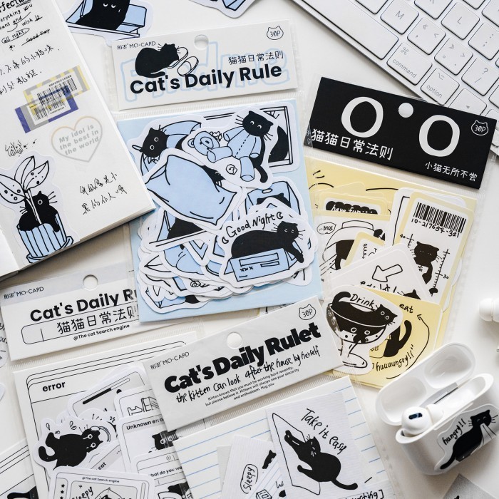 Jual 30 Pcs/ Pack Sticker Kucing Lucu Stickers Deco Journal BLACK CAT ...