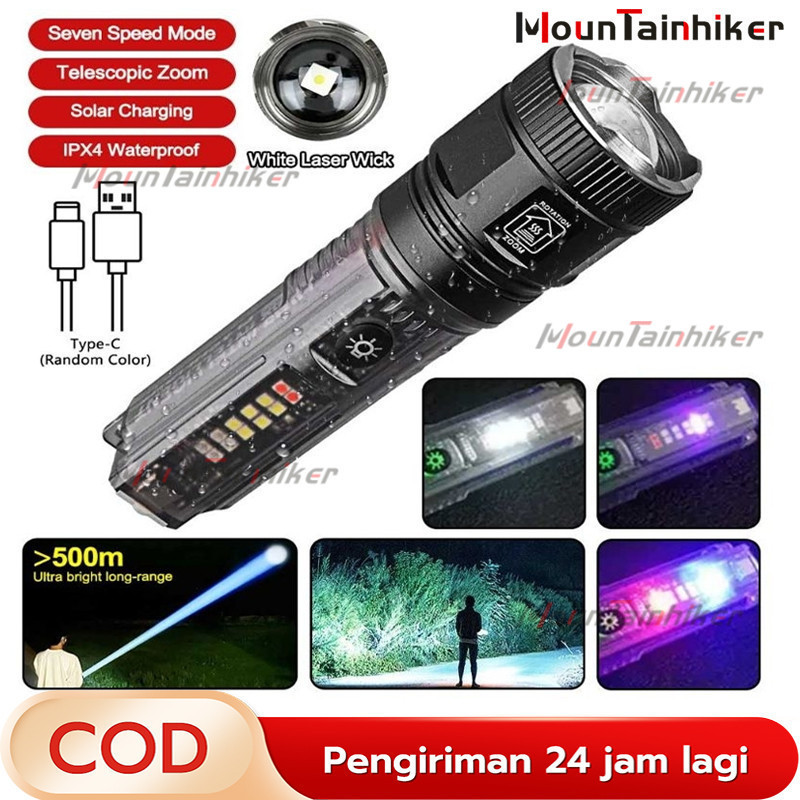 Jual 【Senter tahan air tahan lama】Senter X36 LED Laser Zoom Out Transparan Rechargeable 7 Mode ...