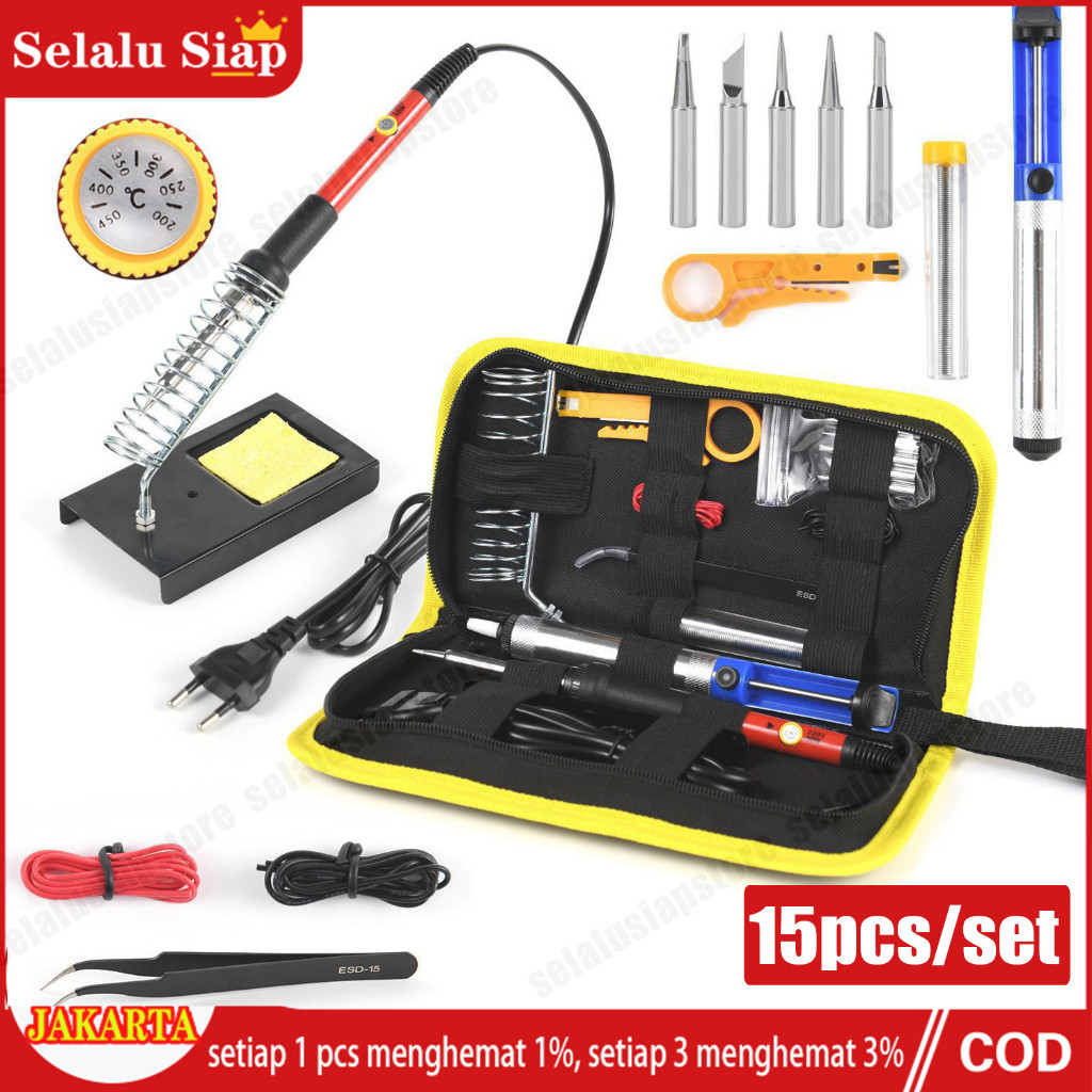 Jual 15pcs/set Alat Solder Elektrik Suhu Dapat Disesuaikan 60/80W Alat ...