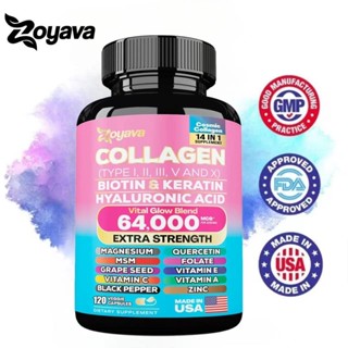 Jual Zoyava Collagen 14-in-1 / 64,000MCG Capsules with Biotin Anti Aging Collagen Soft Gel ...