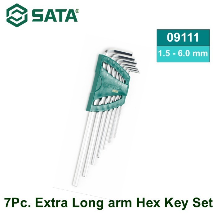 Jual SATA 09111 Kunci L 1.5 - 6.0 mm 7Pcs Extra Long arm Hex Key Set ...