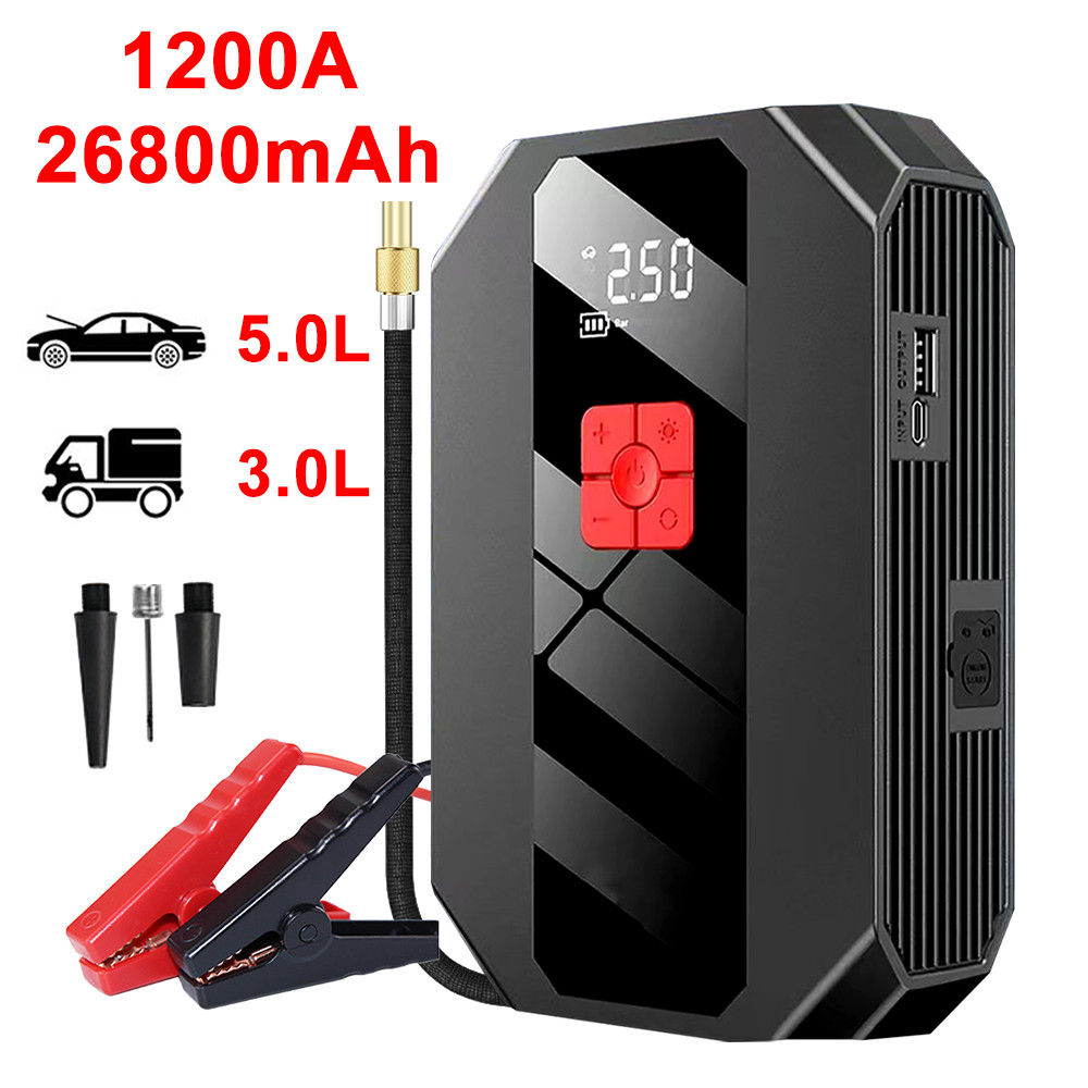 Jual 4 In 1 Car Jump Starter Power Bank Air Compressor Inflator Pump ...