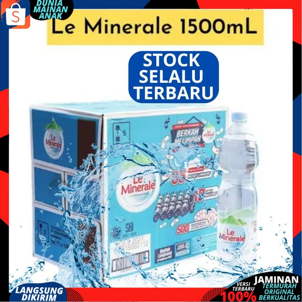 Jual DMA Air Mineral LE MINERALE LEMINERAL 1500 ML 1,5 Liter Isi 12 Botol PER DUS PER KARTON ...