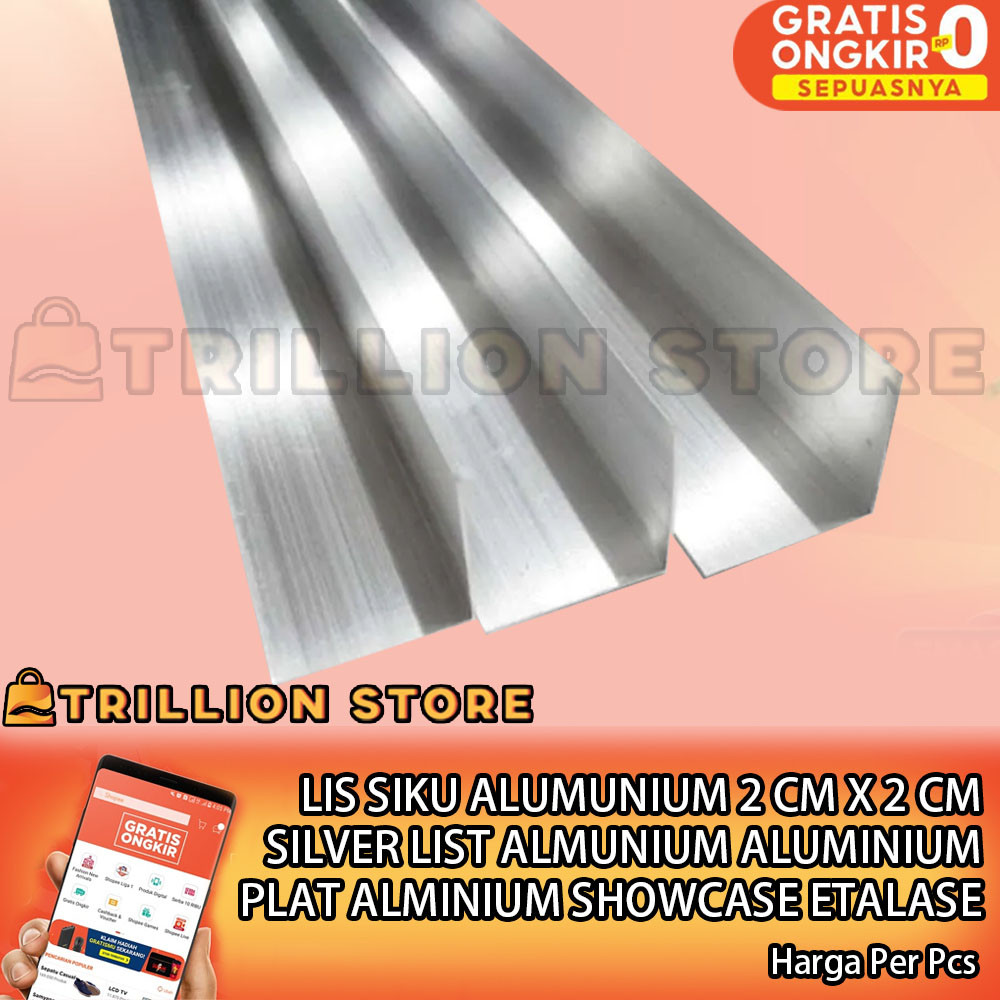 Jual Lis Aluminium List Siku 2 cm x 2 cm Lemari Etalase Rak Silver ...