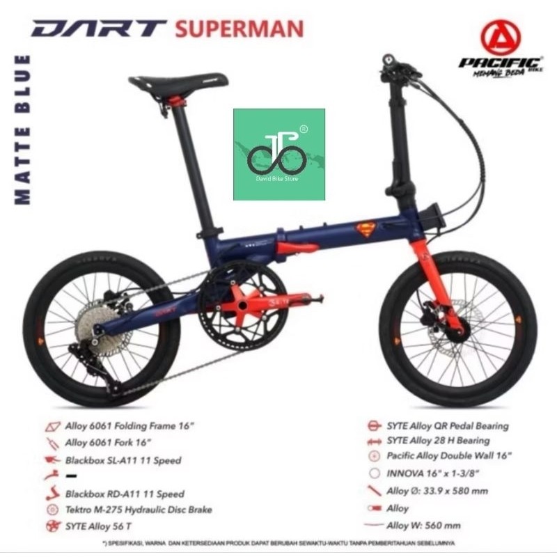 Jual Sepeda Lipat 16" Pacific Dart 5.0 Superman 16an TERBARU | Shopee Indonesia