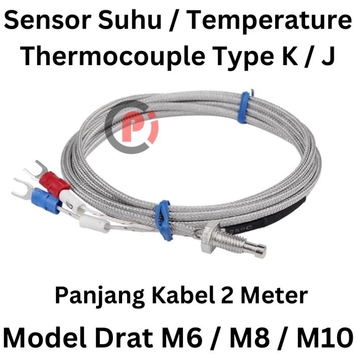 Jual Sensor Suhu Thermocouple Type K 2 Wire Model Drat Baut M6 M8 M10 ...