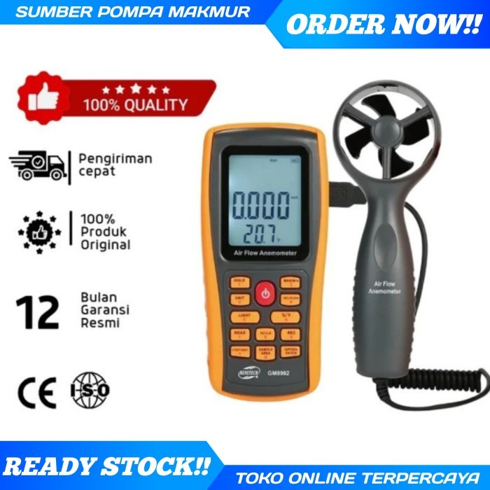 Jual GM8902 benetech Air Flow Anemometer Wind Ukur Kecepatan Angin cfm cmm | Shopee Indonesia