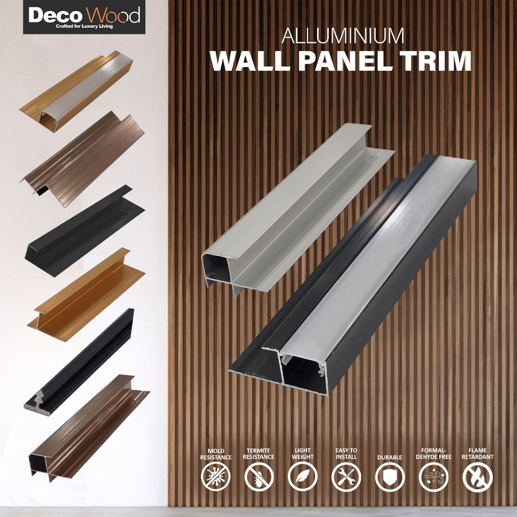 Jual Lis Sambungan Aluminium 8MM Wall Panel Trim Frame Carbon Crystal ...