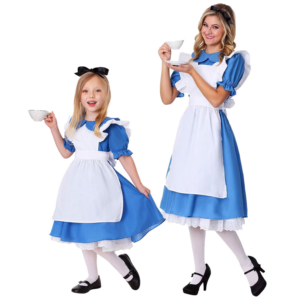 Jual Children Girl Blue Alice In Wonderland Halloween Costume For Kids ...