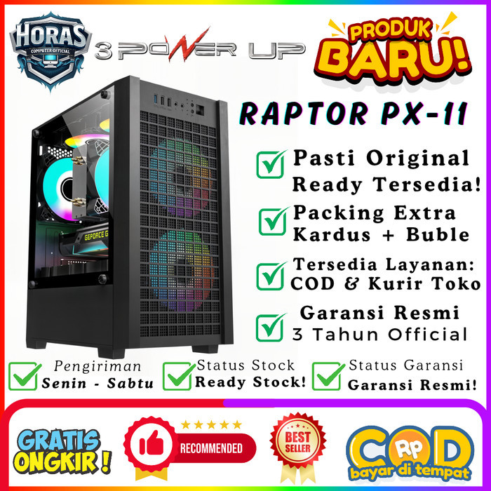 Jual 3 Power UP RAPTOR PX-11 ARGB Micro ATX + 2 FAN ARGB | Shopee Indonesia