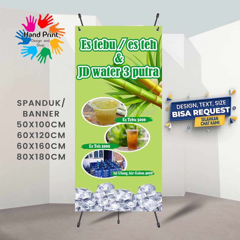 Jual Cetak Spanduk Banner Es Tebu & Galon Hijau MMT Spanduk Custom ...