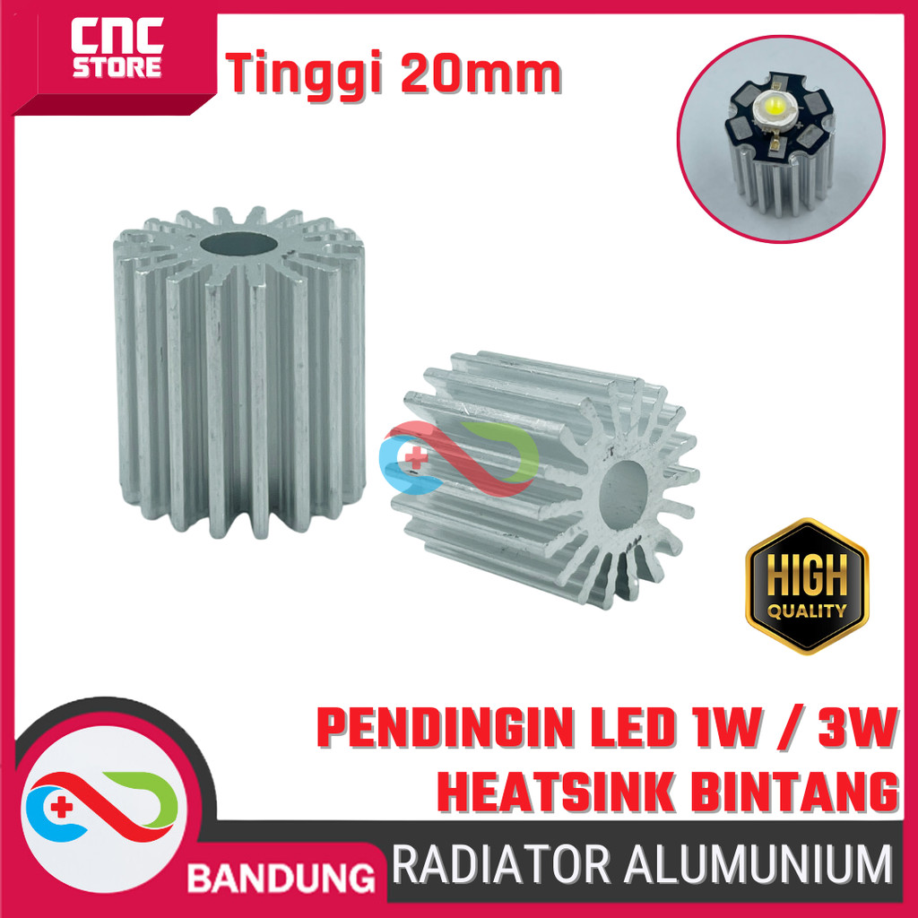 Jual RADIATOR ALUMINIUM TINGGI 20MM PENDINGIN LED 1W / 3W TAMBAHAN ...