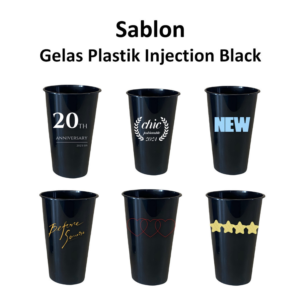 Jual Sablon Gelas Plastik Injection Hitam Black 16oz 24oz 1 Warna ...
