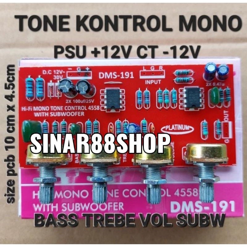 Jual TONE CONTROL MONO SUBWOOFER DMS191 DMS-191 HIFI 4558 PLATINUM KIT | Shopee Indonesia
