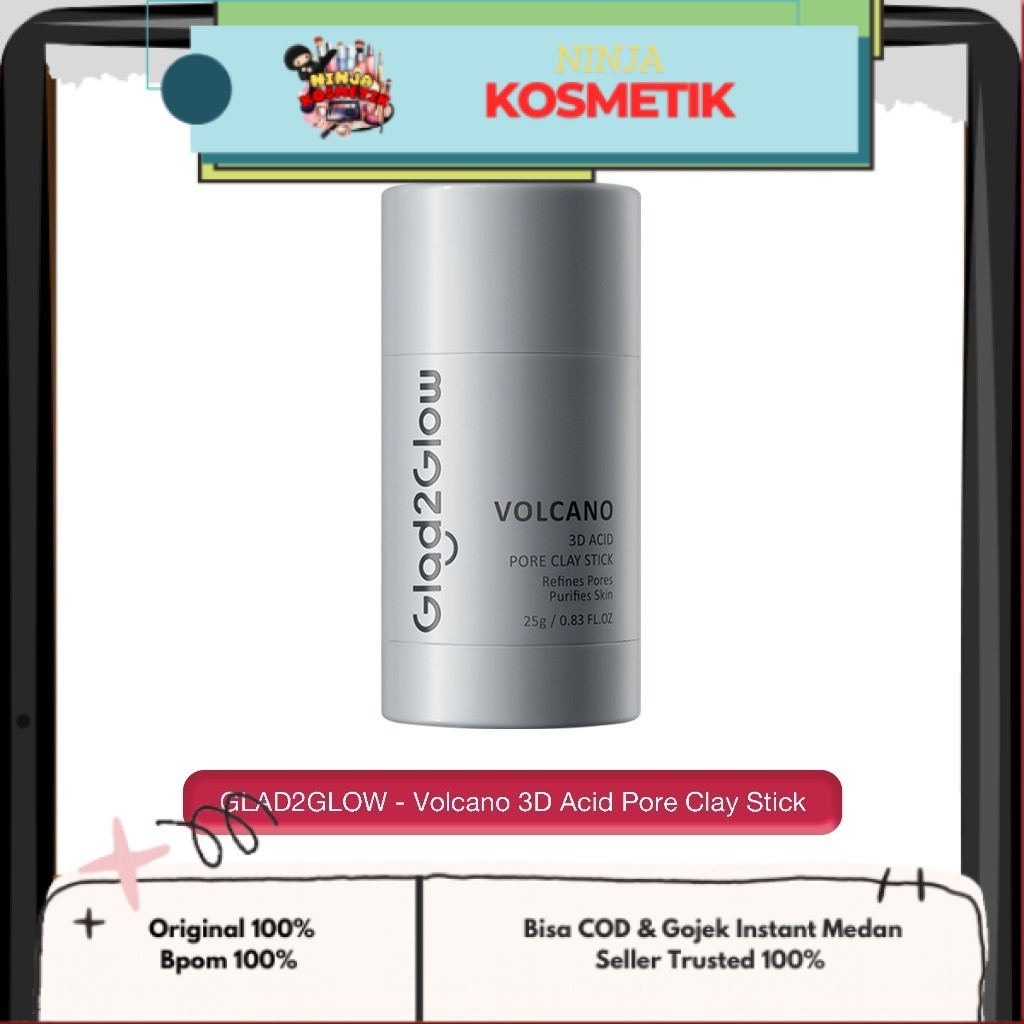 Jual GLAD2GLOW - VOLCANO 3D ACID PORE CLAY STICK ( 25 g ) - Masker ...