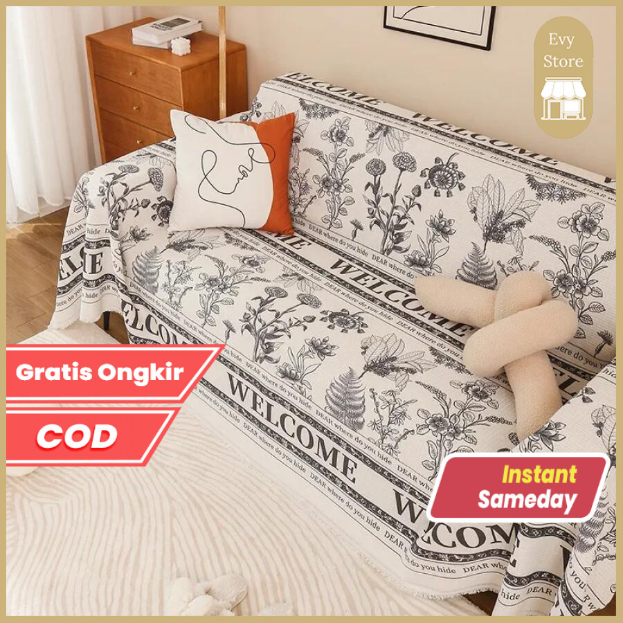 Jual Evy Store Cover Sarung Sofa 1 2 3 4 Seater / Penutup Selimut Sofabed Nordic Blanket ...
