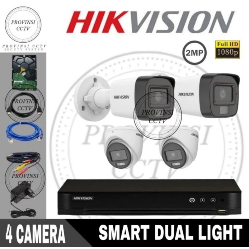 Jual promo PAKET CCTV HIKVISION 2MP 8 CHANNEL 4 KAMERAFULL HD 1080P ...