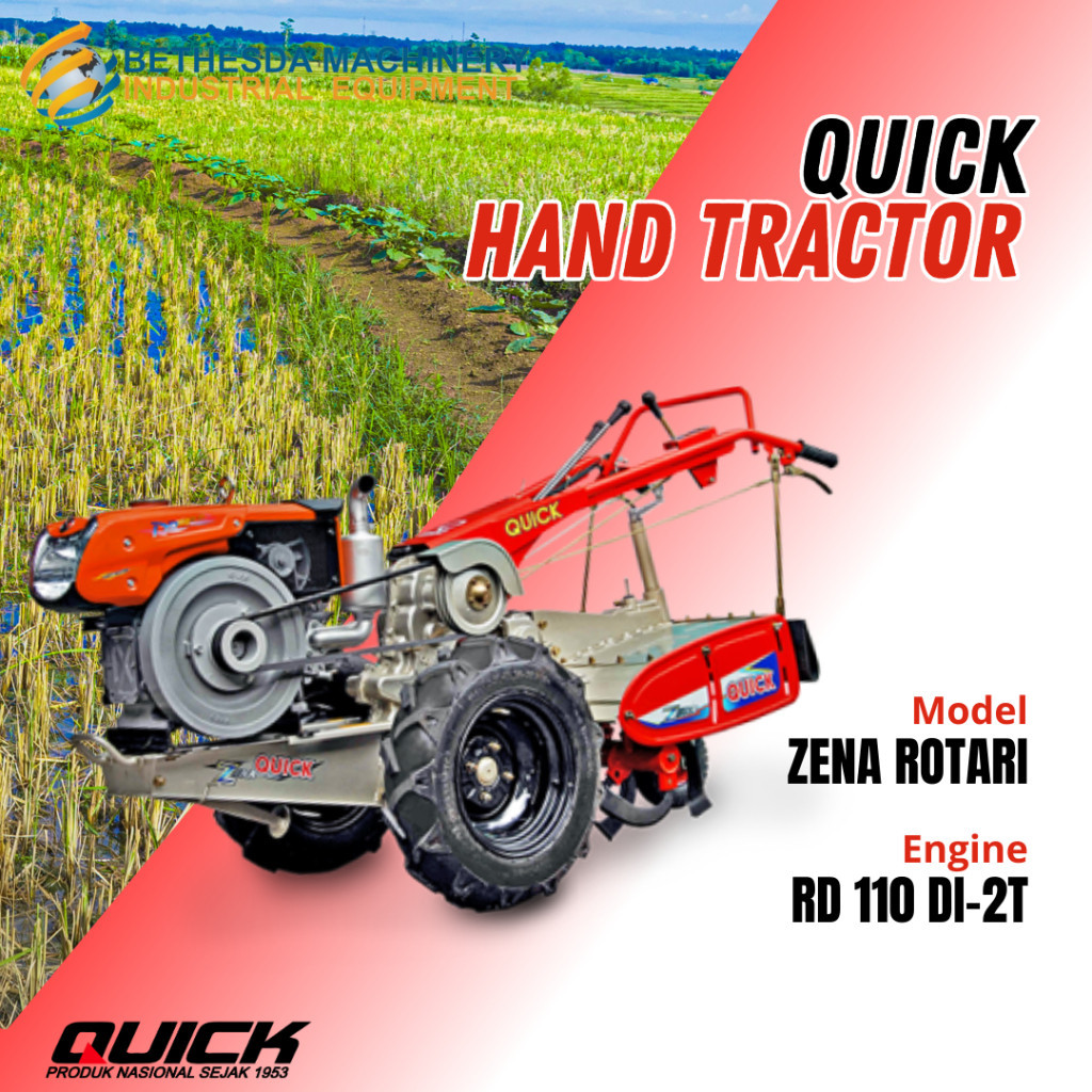 Jual Traktor Mesin Bajak Tanah QUICK Zena Rotari Kubota RD 110 DI-2T ...