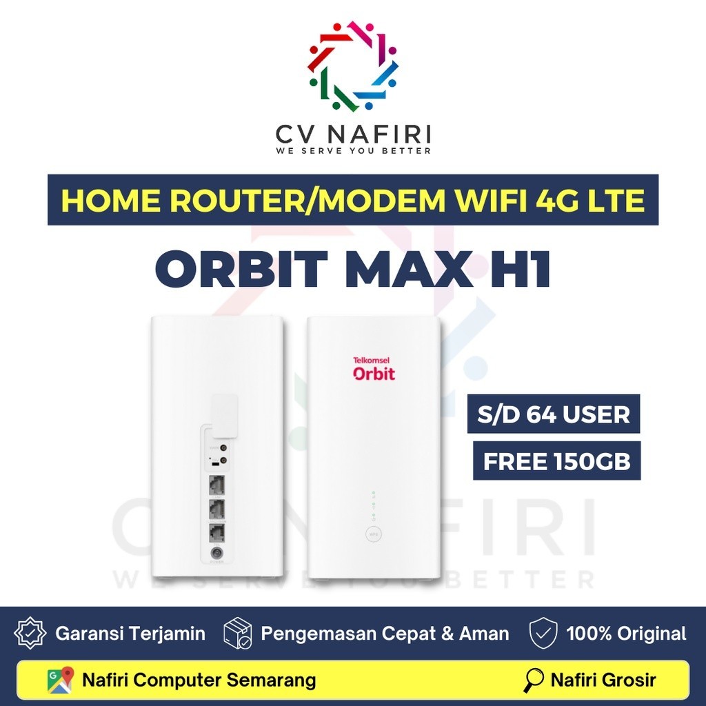 Jual MODEM ORBIT MAX H1 HUAWEI B628 FREE TELKOMSEL 150GB ROUTER WIFI ...