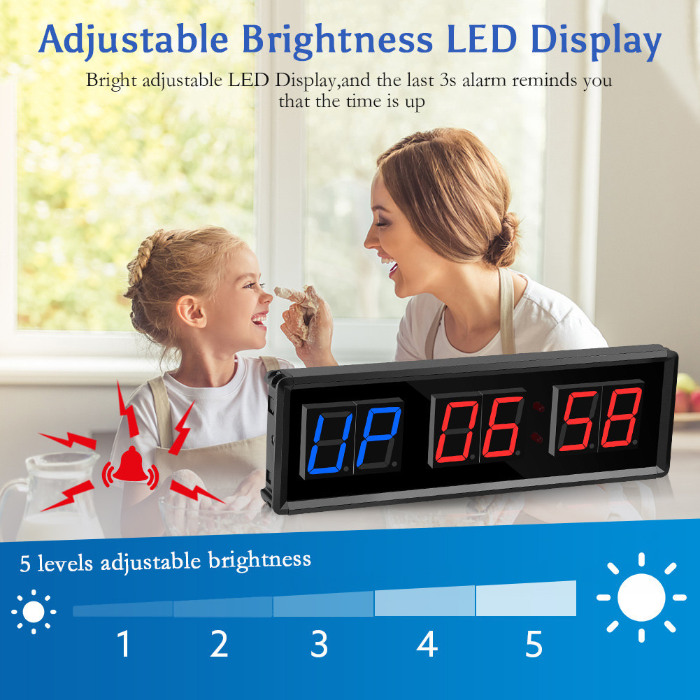 Jual Digital Countdown Clock Stopwatch With Remote LED Interval Timer ...