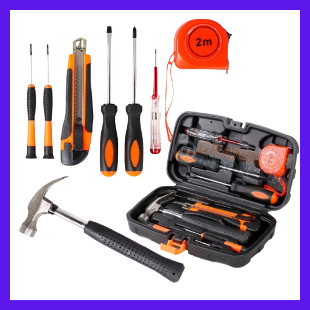 Jual Tool Box Alat Set Perkakas Palu Obeng Cutter Meteran 8 in 1 Alat ...