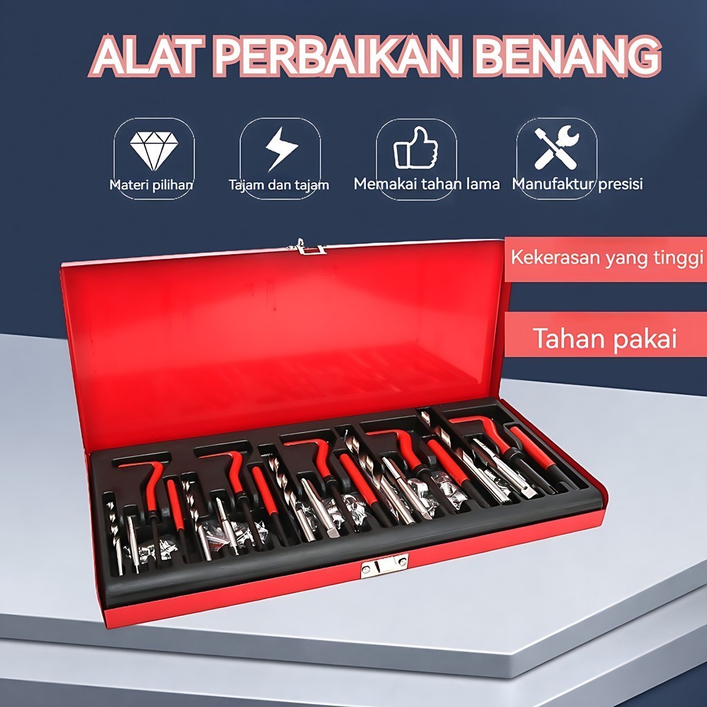 Jual Benang Perbaikan Alat Kit 131Pcs untuk M5 M6 M8 M10 M12 Benang ...