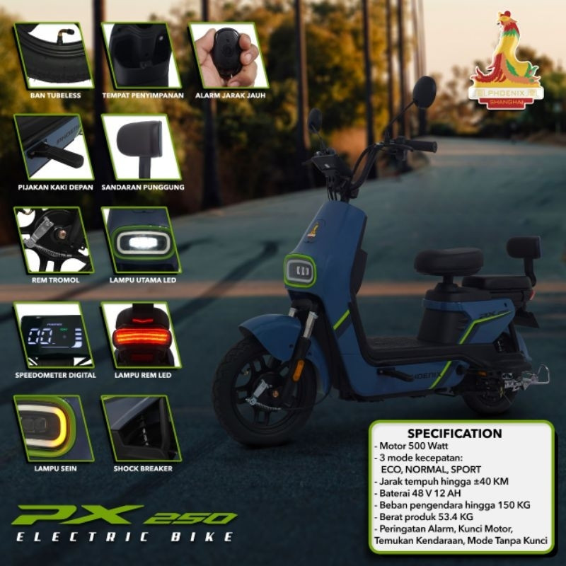Jual SEPEDA LISTRIK PHOENIX PX 250 NEW 48V / 12 AH 500 WATT LCD ...