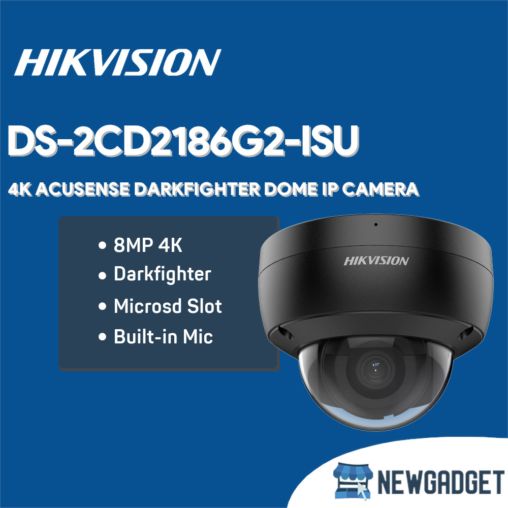 Jual HIKVISION DS-2CD2186G2-ISU 8MP 4K ACUSENSE DARKFIGHTER DOME IP CAMERA | Shopee Indonesia