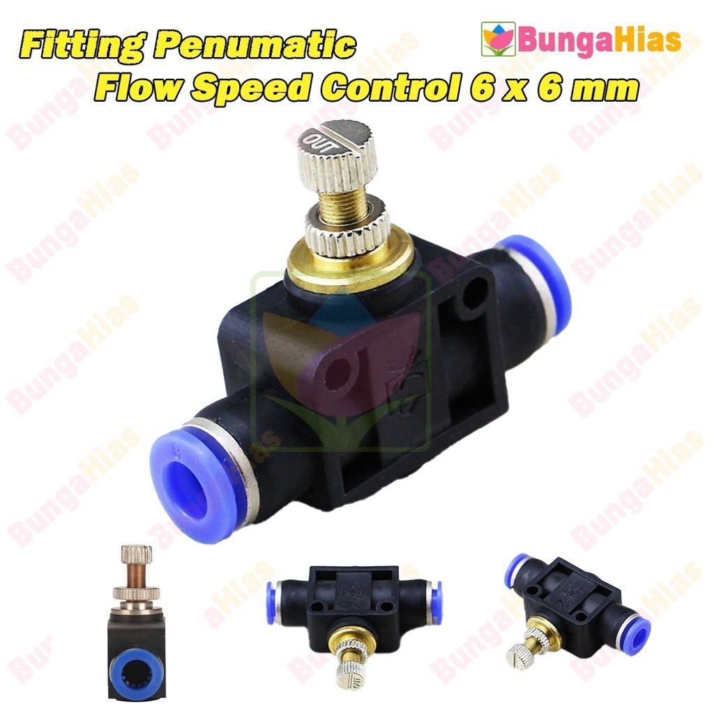 Jual Flow Speed Control 6 x 6 mm Valve Fitting Pneumatic Kran Slip Lock ...