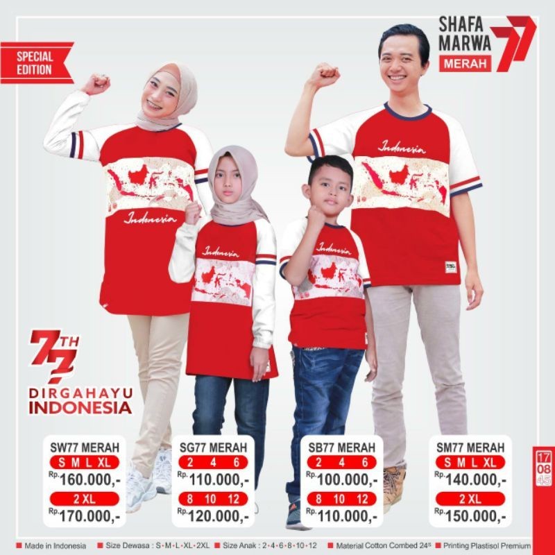 Jual SM 77 KAOS SERAGAM AGUSTUSAN SHAFA MARWA SERAGAM MERAH PUTIH | Shopee Indonesia
