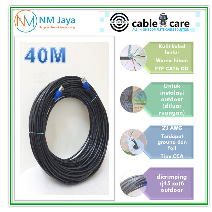 Jual Kabel FTP Cat6 Outdoor SPECTRA 40Meter siap pakai [crimping rj45 ...