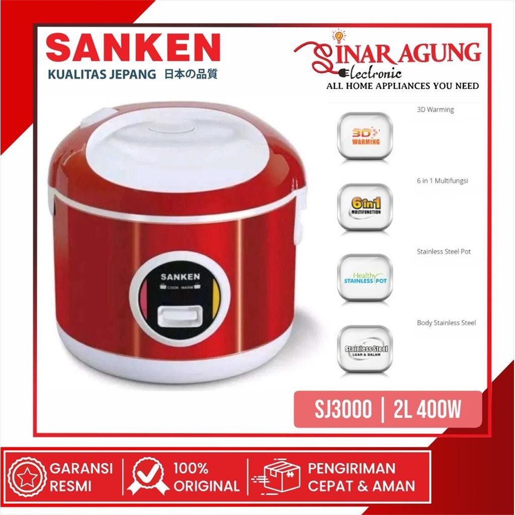 Jual SANKEN SJ3000 / SJ-3000 RICE COOKER 2 LITER - GARANSI RESMI ...
