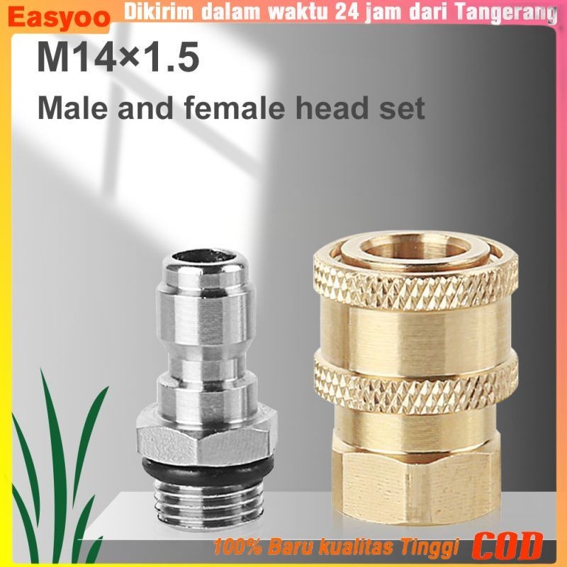 Jual Coupler nepel angin adaptor M14X1.5 Female Male Sepasang selang ...