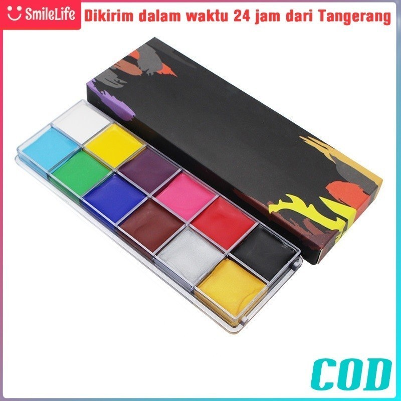 Jual 12 Warna Cat Wajah Muka Face Painting/Set Lukisan Tubuh/Mudah ...