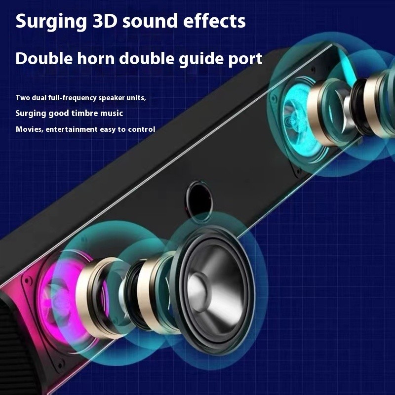 Jual AULA/Wolf Spider N-170 Wired Luminous Computer Desktop Strip Sound Laptop Desktop Subwoofer ...