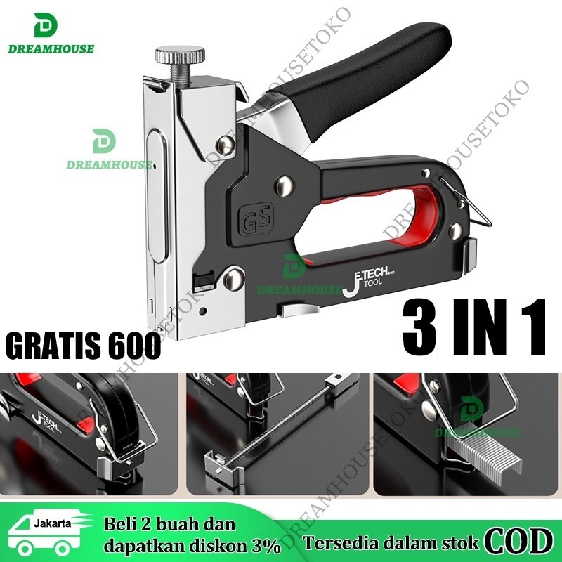 Jual 4in1 Staples Stapler Staple Gun Paku 3 In 1 Pistol Kuku DIY ...