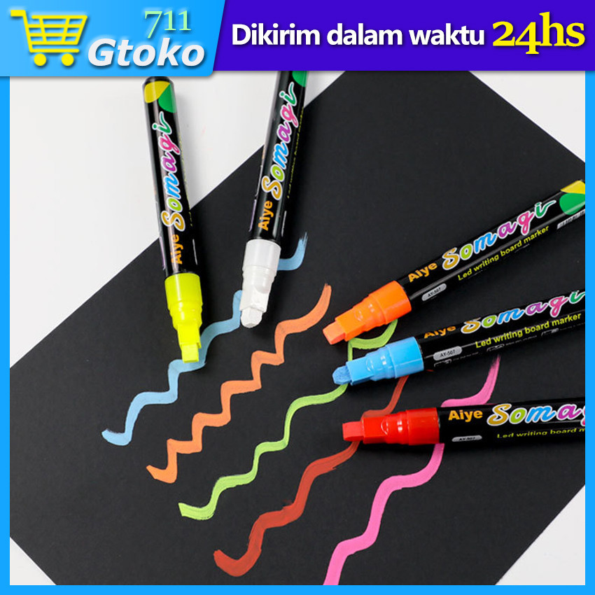 Jual 1 Set Spidol Chalk Marker Warna Warni Spidol Blackboard ...