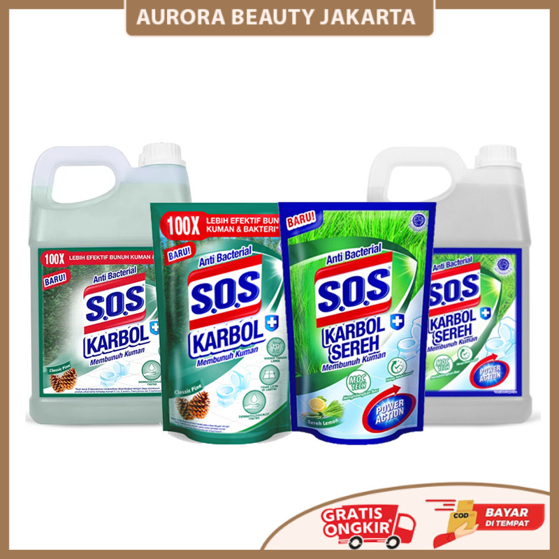 Jual SOS KARBOL ANTI BACTERIAL CAIRAN PEMBERSIH 725ML POUCH REFILL ALL ...