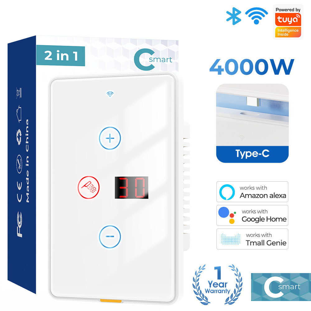 Jual Tuya Smart 4400W 20A WiFi Boiler Switch Water Heater With Timer ...