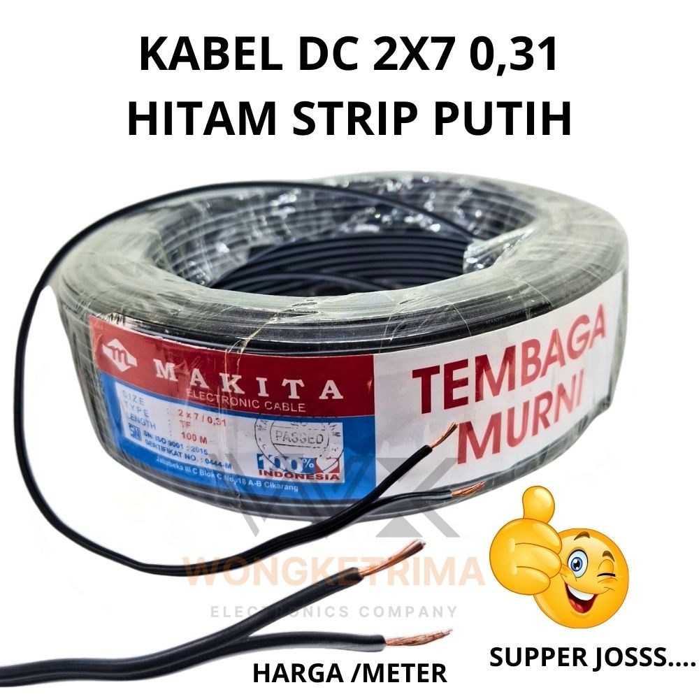 Jual KABEL DC 2X7 0,31 HITAM STRIP PUTIH TEMBAGA MURNI | Shopee Indonesia
