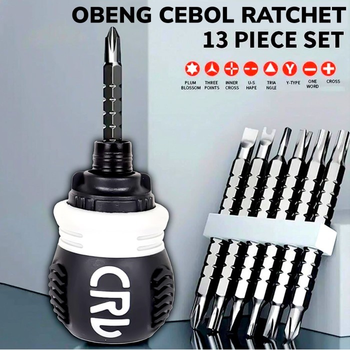 Jual Set 13pcs Obeng Cebol Bogel BB Buntek Bolak Balik 2 Arah Pendek ...