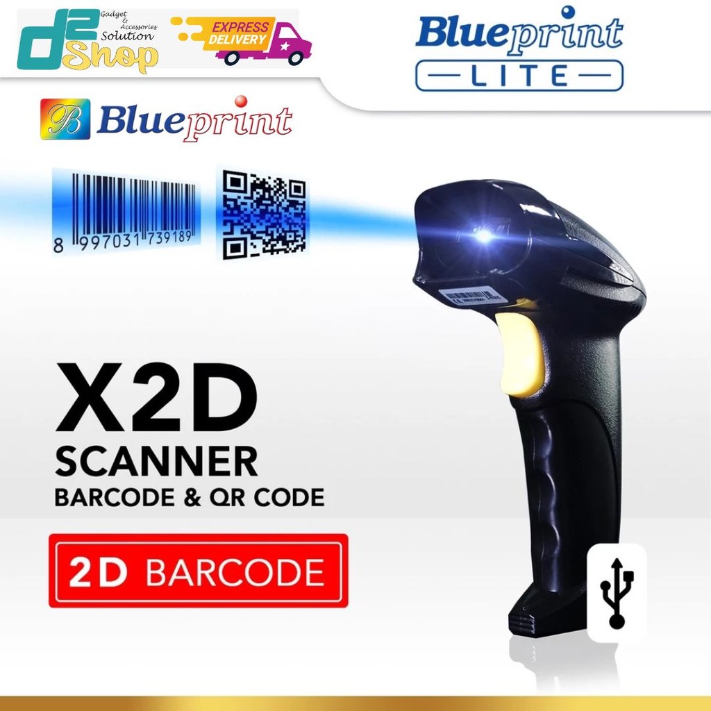 Jual Barcode Scanner CCD 2D BLUEPRINT X2D USB Auto Scan Barcode & QR ...