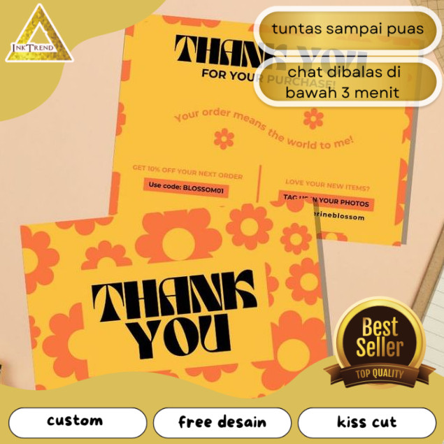 Jual INKA Print Cetak TKC Thank You Card Custom Thanks Olshop Kartu Ucapan Terima Kasih Free ...