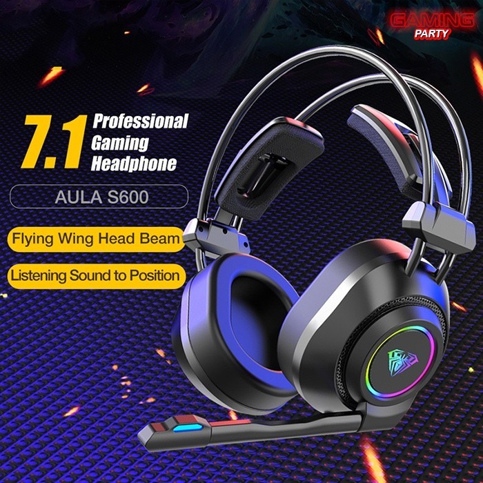 Jual Headset Gaming AULA S-600 USB -RGB Streamer Light Effect Ambilight ...