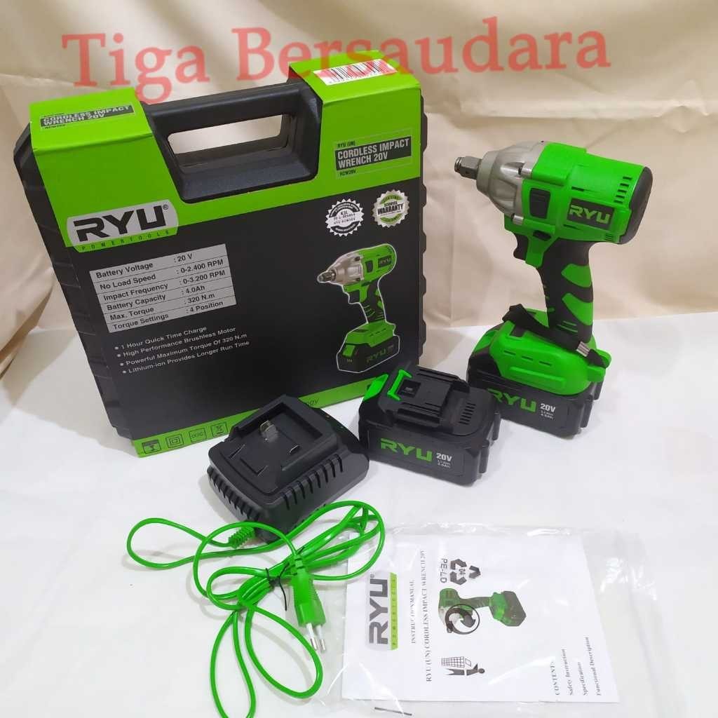 Jual Impact cordless wrench RYU RCW 20V bor baterai buka baut ban cas ...