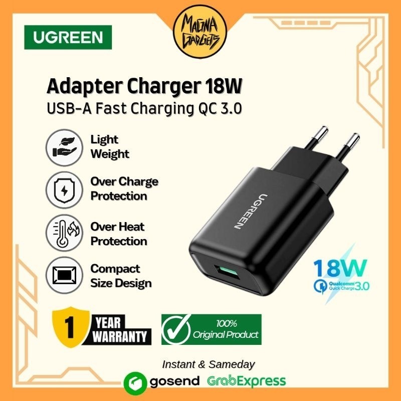 Jual UGREEN Adaptor Kepala Charger USB-A 18W Fast Charging QC 3.0 ...