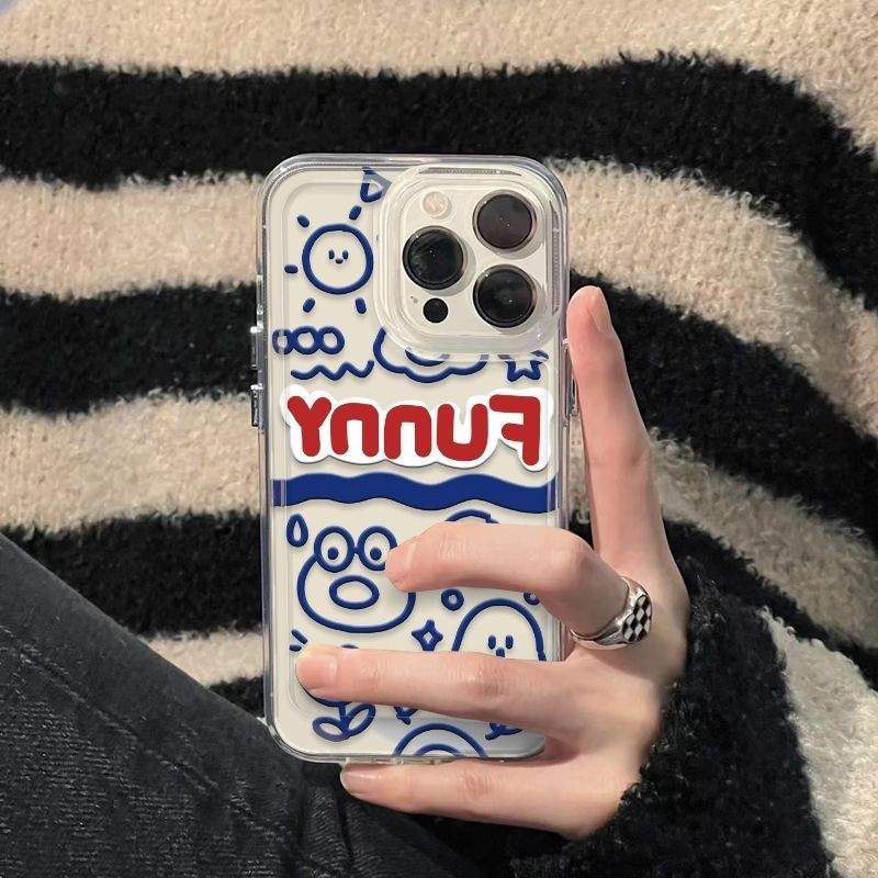 Jual imut-imut grafiti merah dan biru transparan soft case hp Iphone 17 ...