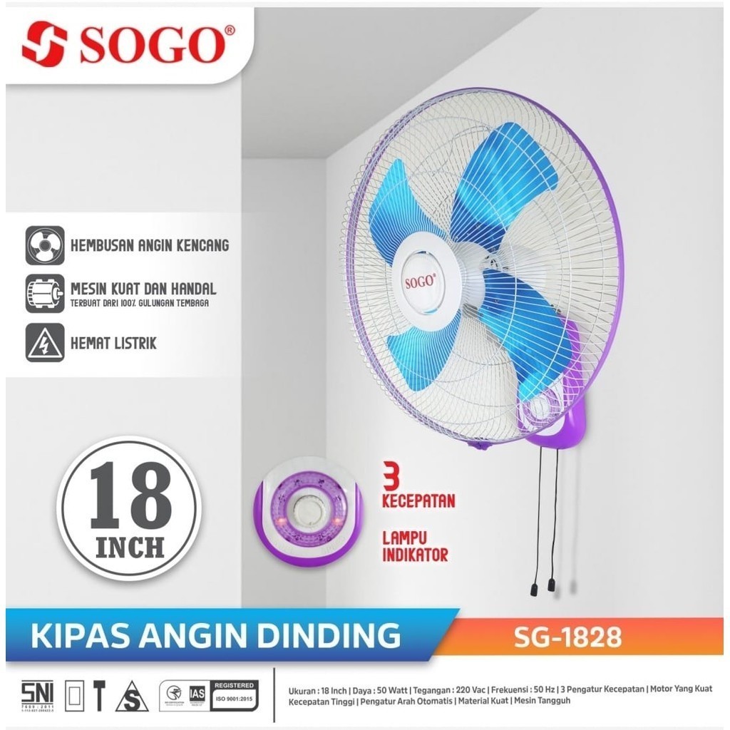 Jual Kipas Angin Tornado Besi/Wall Fan-Tembok/Wallfan Sogo 18 Inch SG 1828 - BALING 4 | Shopee ...