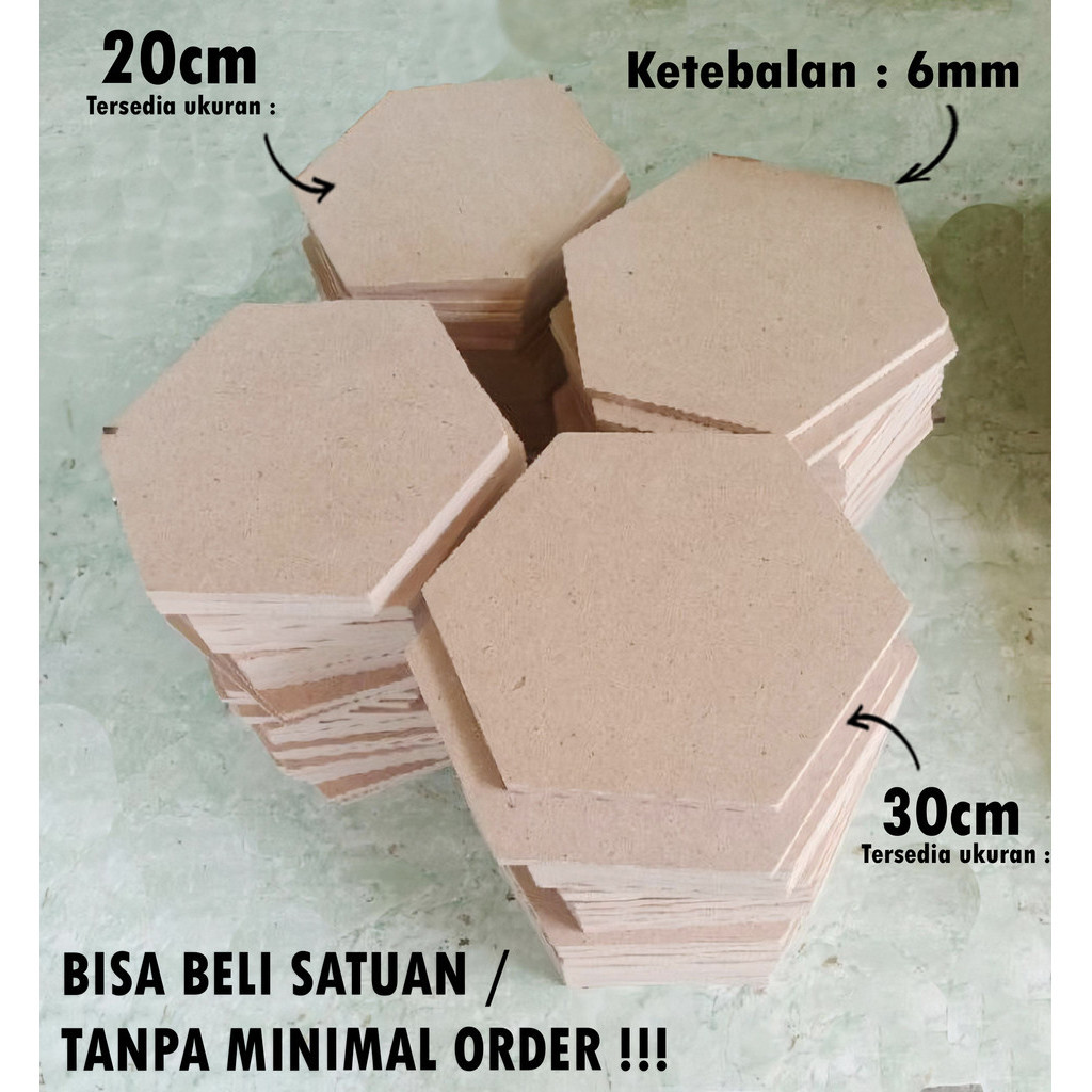 Jual papan Kayu MDF Polos bentuk HEXAGONAL HEXAGON Segienam ukuran 20 ...